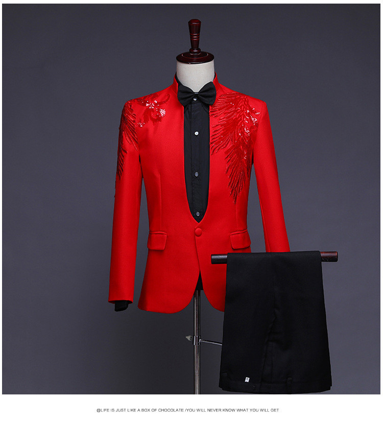 Photo Studio Men's Host Performance Suit Suit Stand-Up Collar Stage ...