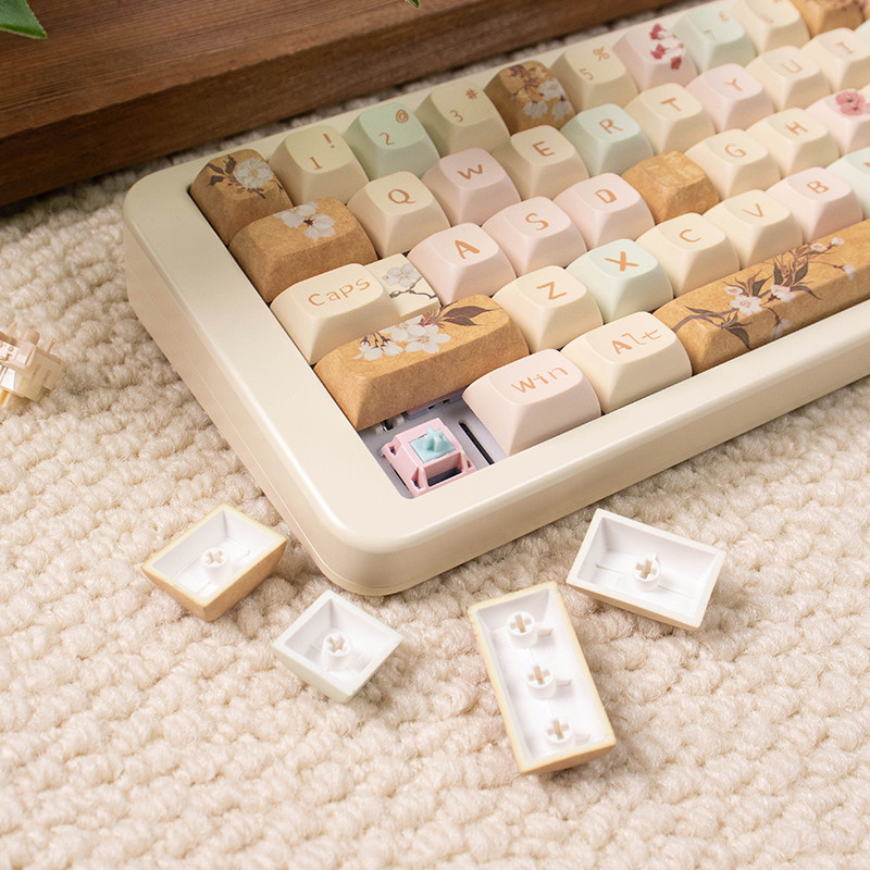 YongQiu Original Peach Blossom Flowers keycaps Retro Chinese Style PBT ...