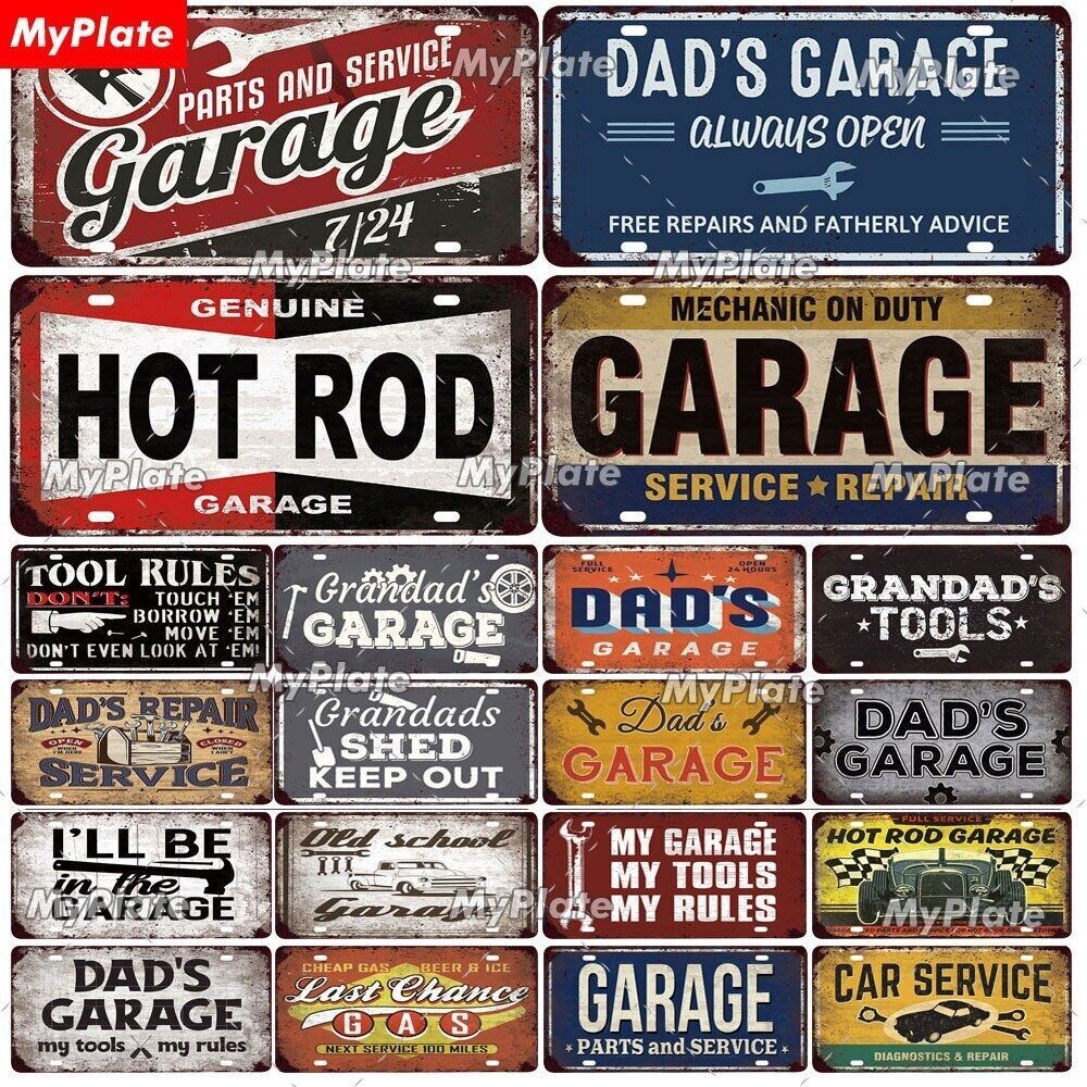 [MyPlate] Garage Metal Sign Tin Sign License Plate Vintage Decoration ...
