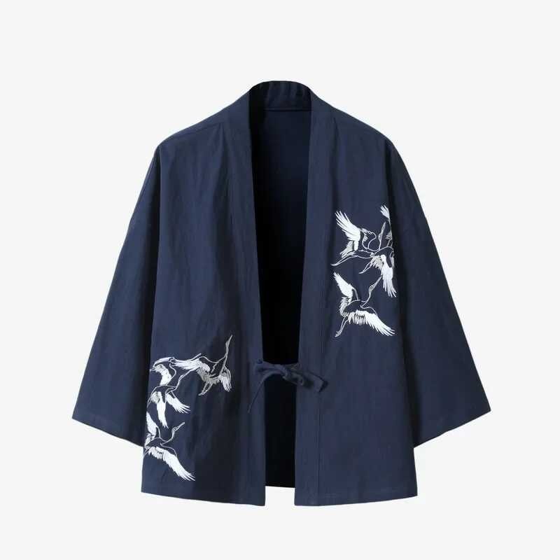2024 Bagong Maliit Katuwa Na Pinaghalo Ng Linen Fashion Men's Kimono ...