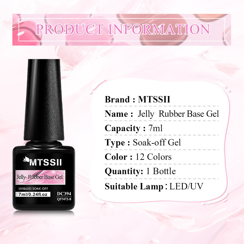 MTSSII 7ml Jelly Nude Pink Rubber Base Gel Nail Polish White Clear Nude Rubber Base Gel Semi ...