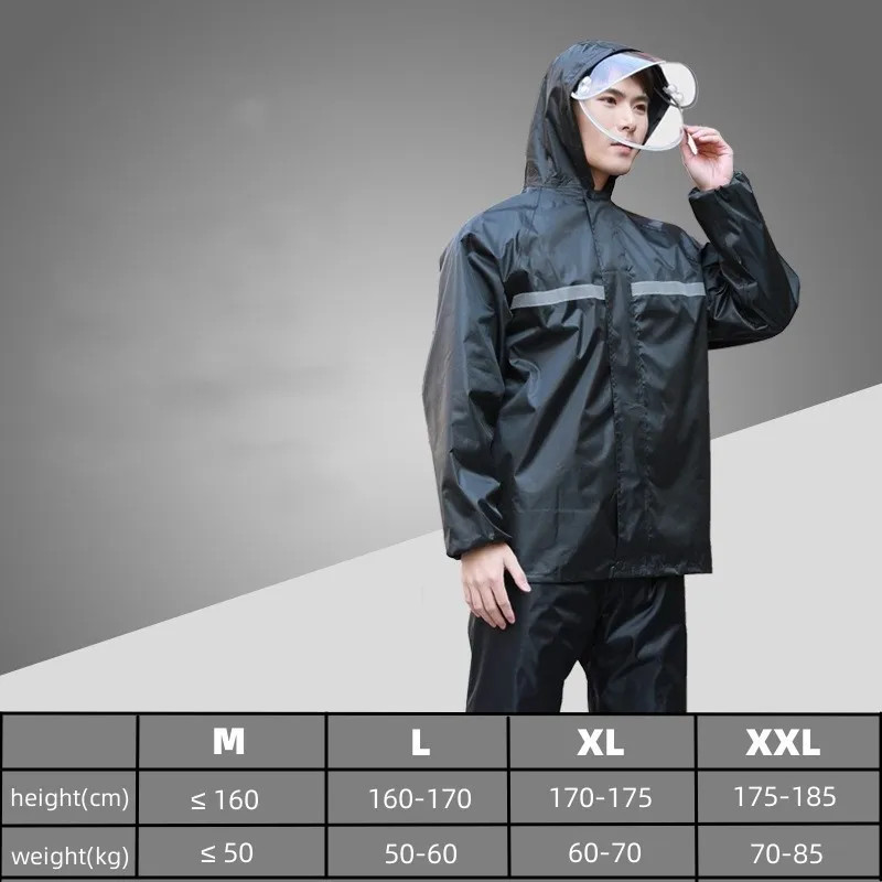 Rain Coat For Motorcycle Men Heavy Duty Makapal Waterproof Breathable with Reflective Strip ...