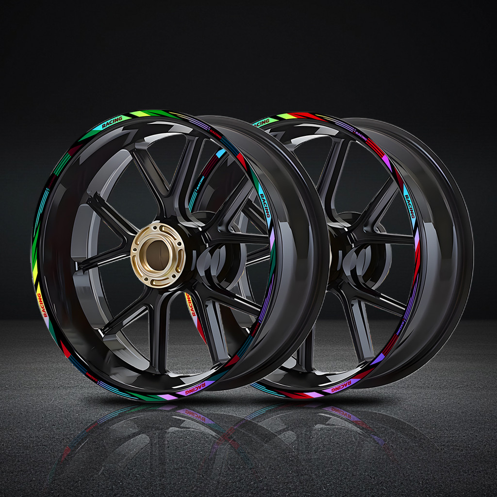 17 Inch Universal Motorcycle Wheel Sticker Laser Colorful Racing ...