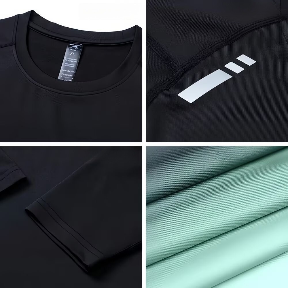 2025 Summer Men's Sports Long Sleeve Tshirts Quick-dry Breathable Gym T ...