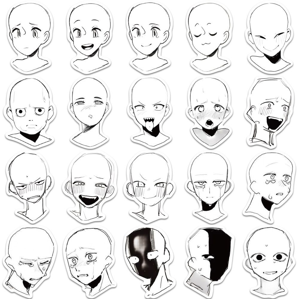 120 Character Expression Reference Stickers, Simple and Creative ...