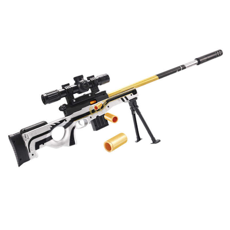 AWM 98K M416 manual drop shell throwing toy sniper rifle for boys and children, soft shell toy g ...