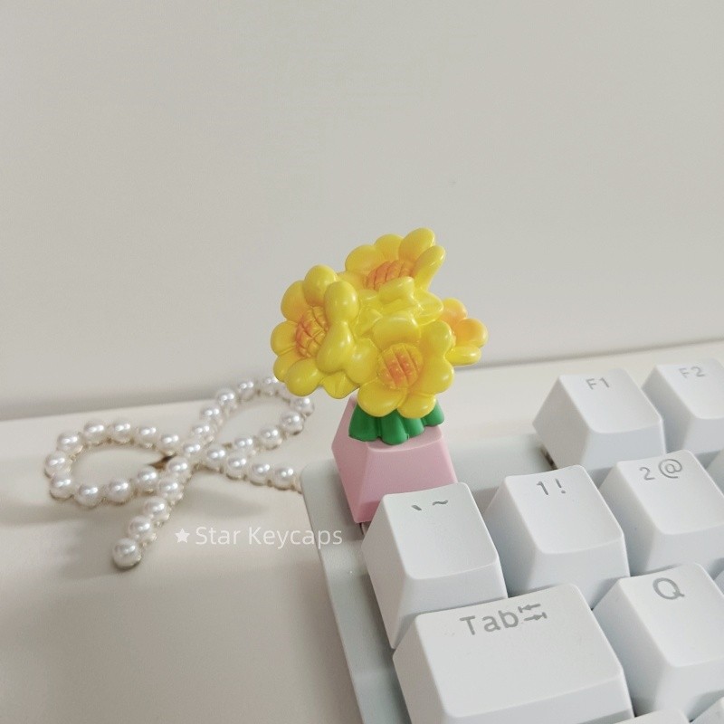 Personalized Keycap Cute Sunflower Kitten Keycap Girl Gift Handmade ...