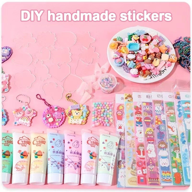 Acrylic sticker goo card DIY cream glue luxury girls full set Children ...