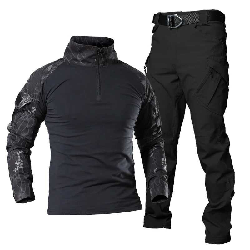 Uniform Set Summer Men Shirt Long Sleeve Military Pants Camping ...