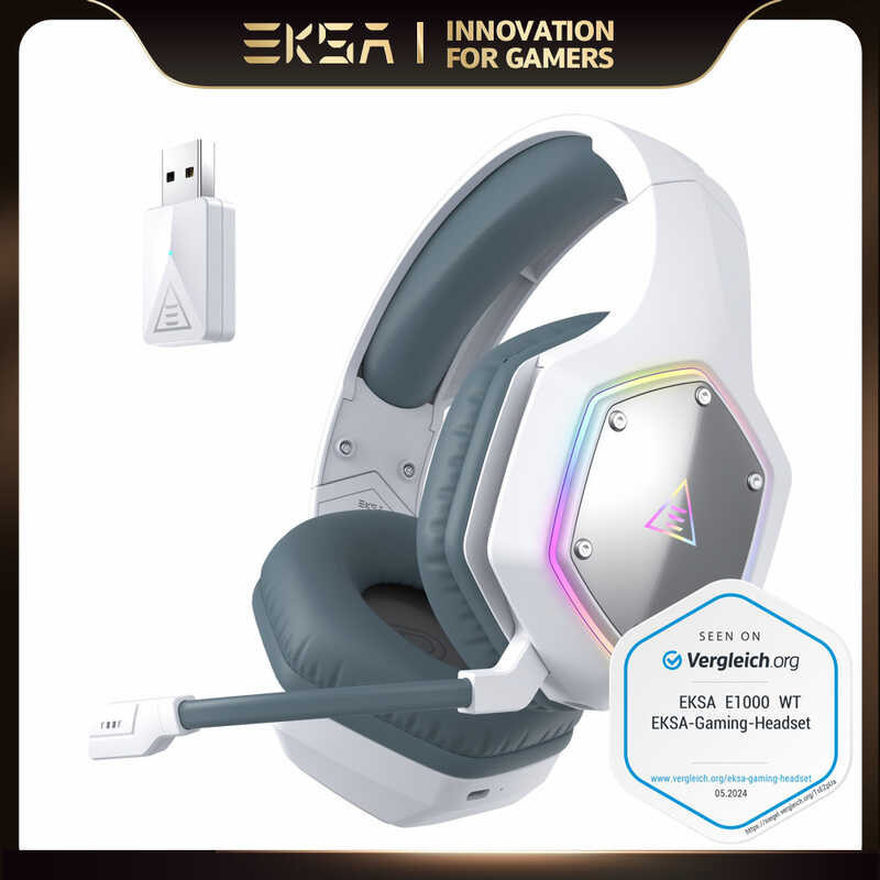 WT EKSA E1000 2.4G Low Latency Wireless Gaming Headphones Para Sa Pc/Ps4/Ps5/Xbox, Wired Headse ...