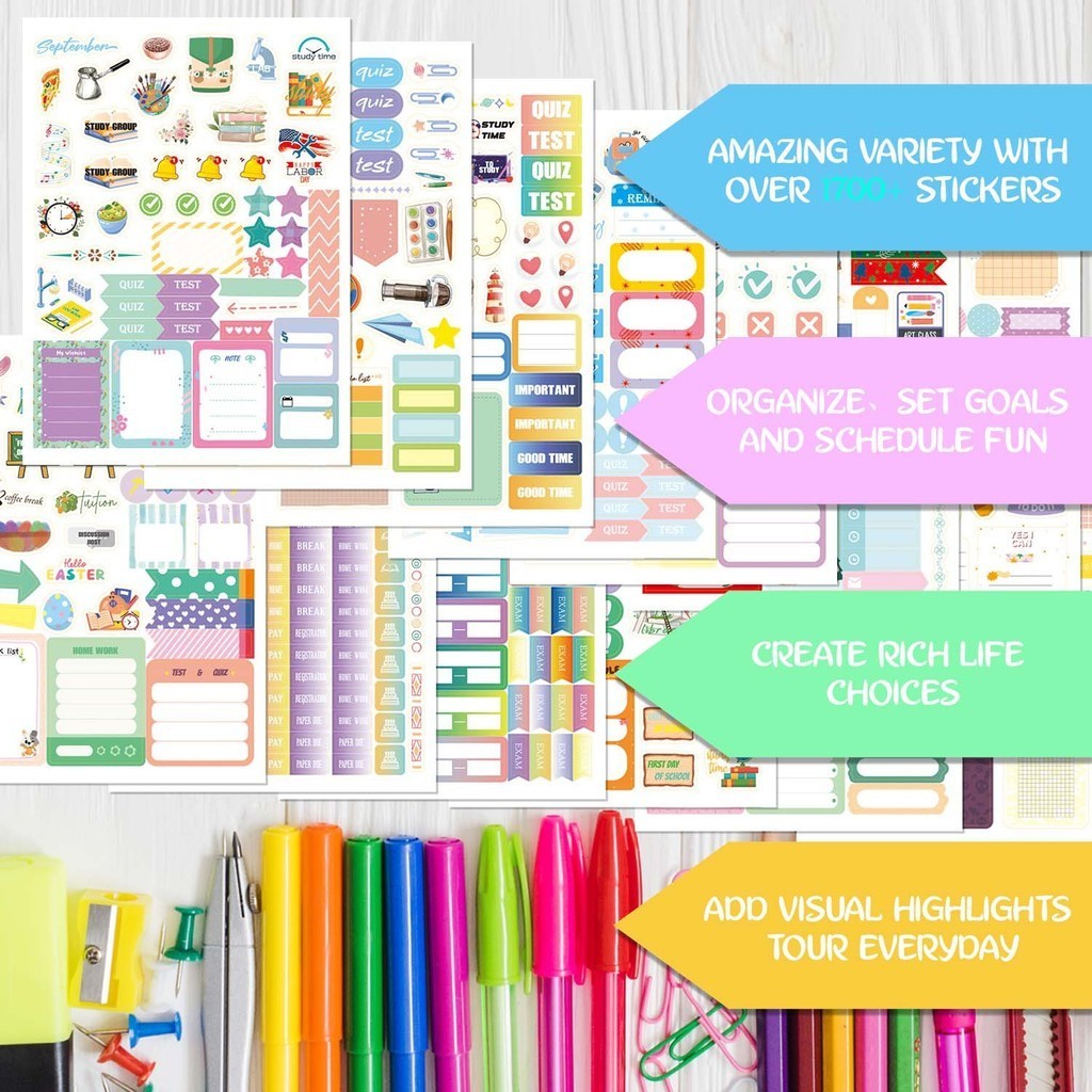 Study Work Day/Week/Month Planner Sticker Book DIY Scrapbooking Diary ...