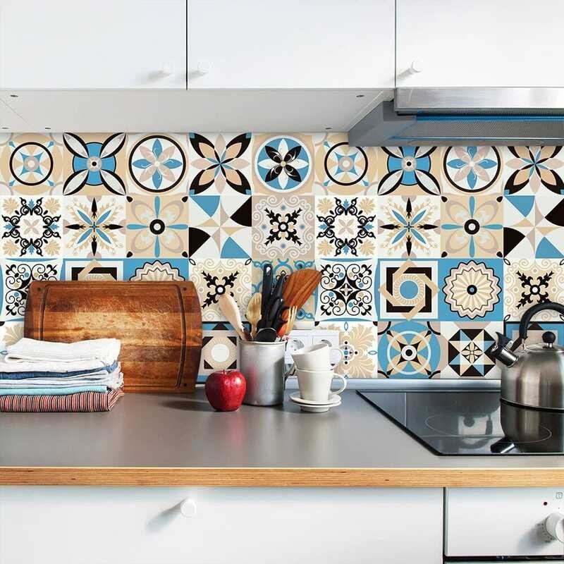 Bohemian Style [Wssno] Strip Retro Pattern Ceramic Tiles Sticker Stairs ...