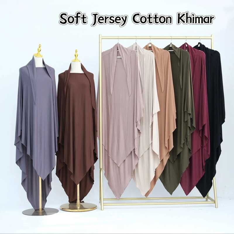 Tt Jersey Cotton Khimar Muslim Women Long Hijab Scarf Eid Djellaba ...