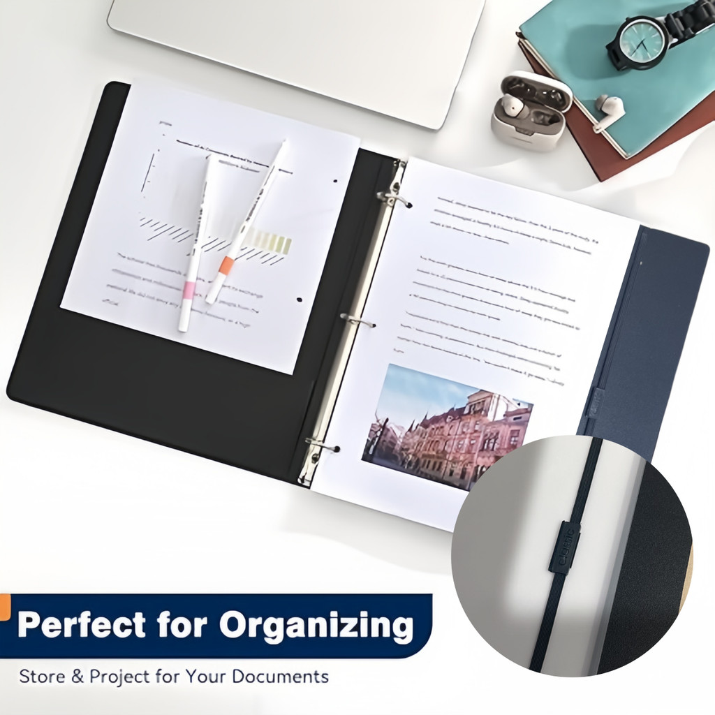 Long 3 Ring Binder Folder Flexible Round Binder File Clip Thick Folder ...