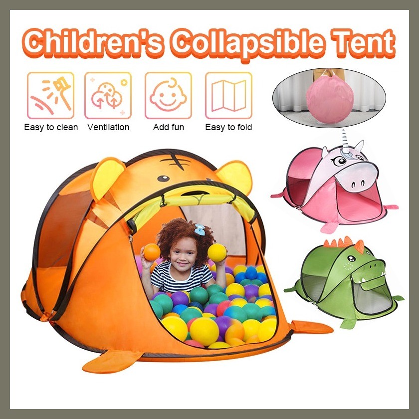 ☃ Kids Play Tent Portable Camping Tent Cartoon PlayHouse Foldable Tent ...