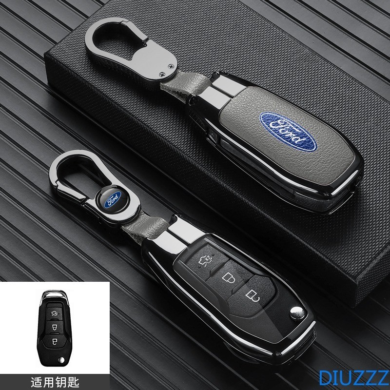 Zinc Alloy Leather Car Remote Key Cover Case Shell Fob Holder For Ford ...