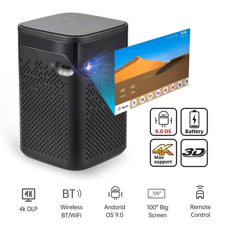 Tripod Mini Projector Rack 4K DPL Wireless Portable Movie Projectors ...