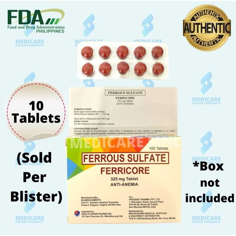 * COD Ferrous Sulfate Anti-Anemia 325 mg Tablet FERRICORE (10 tablets ...