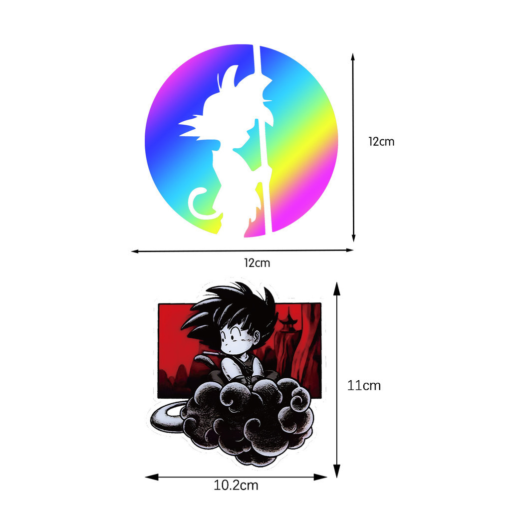 JDM Japanese Anime Dragon Ball Goku Cartoon Reflective Stickers Motor ...