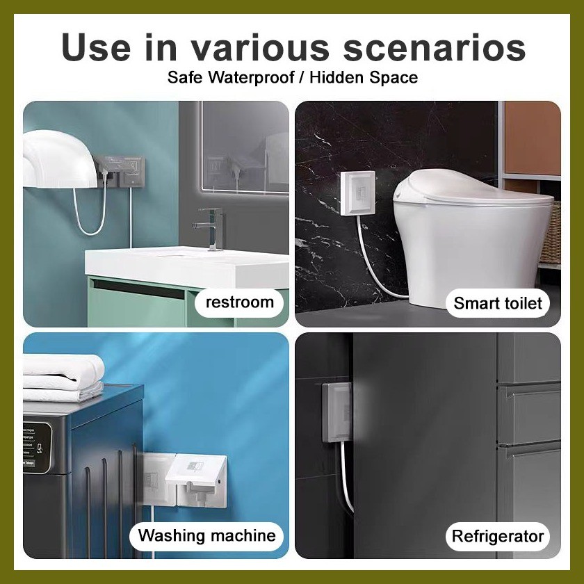 ⚾︎ YM Hidden Socket Outlet Home Wall Socket Refrigerator Embedded IP66 ...