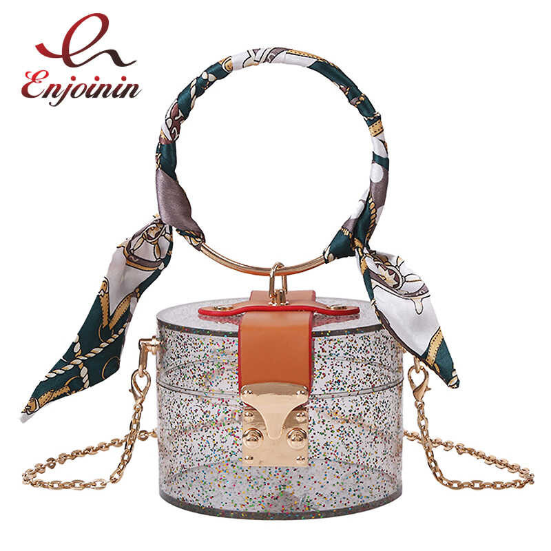 5 Transparent Plastic Gold Ring Handle Women Fashion Purses And ...