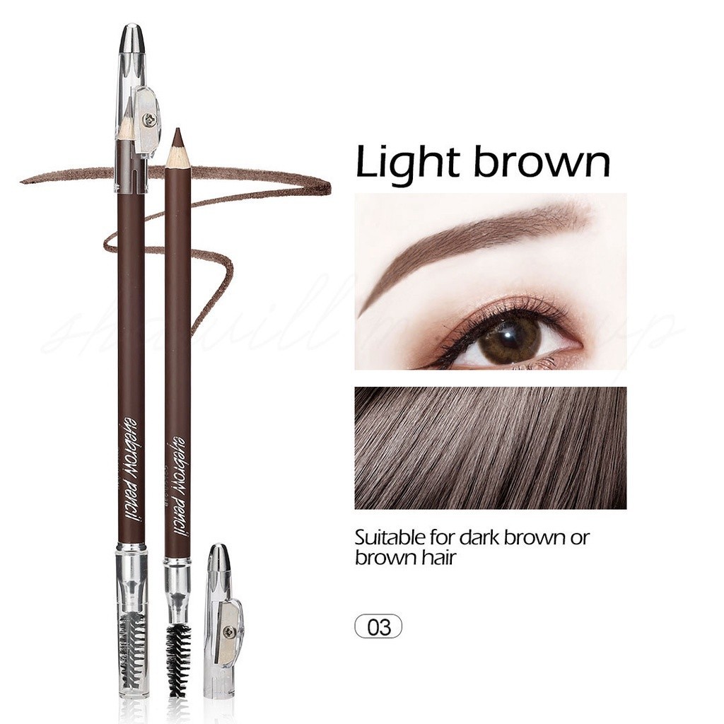 Shawill 2 in 1 Eyebrow Pencil Waterproof Dual Ended Brow Pen Brush Long ...