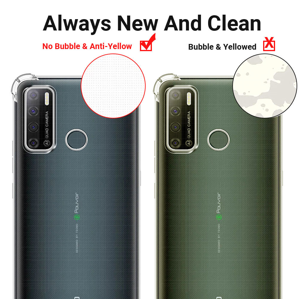 For Tecno Pouvoir 4 Pro LC7 LC8 Case Clear Shockproof Silicone Soft TPU ...