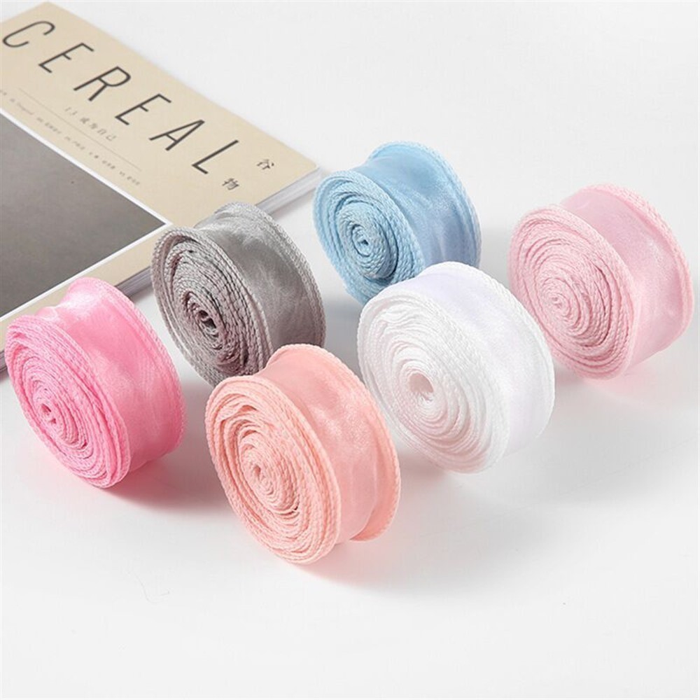 50Yards 4cm Organza Ribbon Wavy Edge Sheer Chiffon Color Ribbon Gift ...