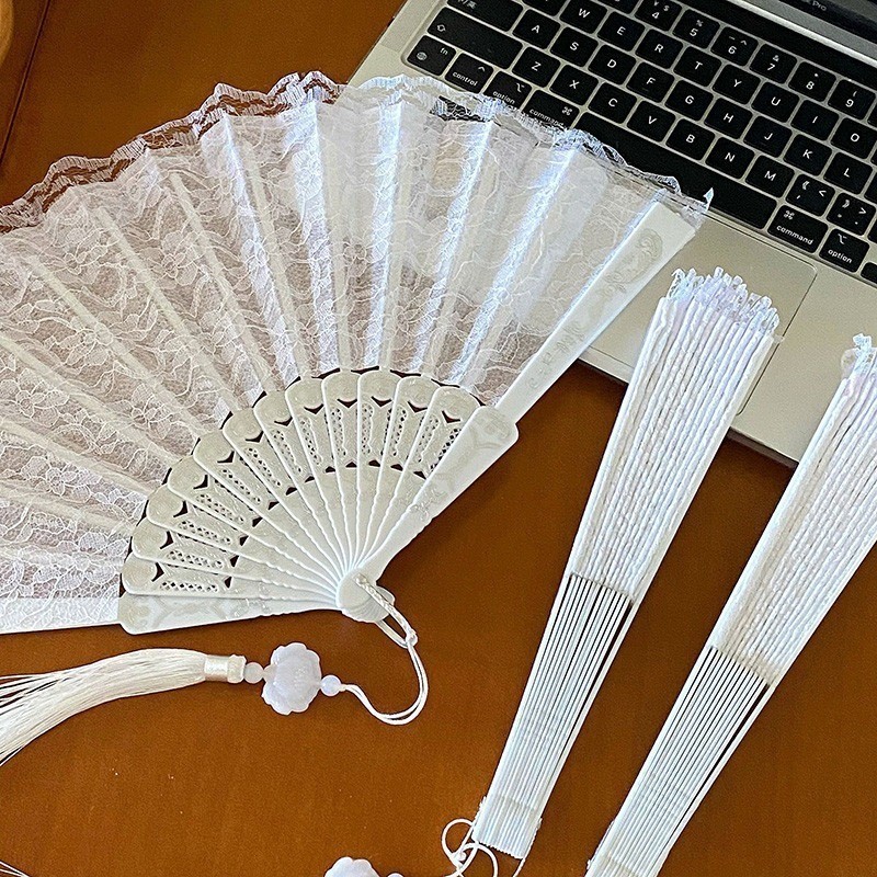 Lace Folding Hand Fan Craft Fan Chinese Style Dance Cloth Folding Fan ...