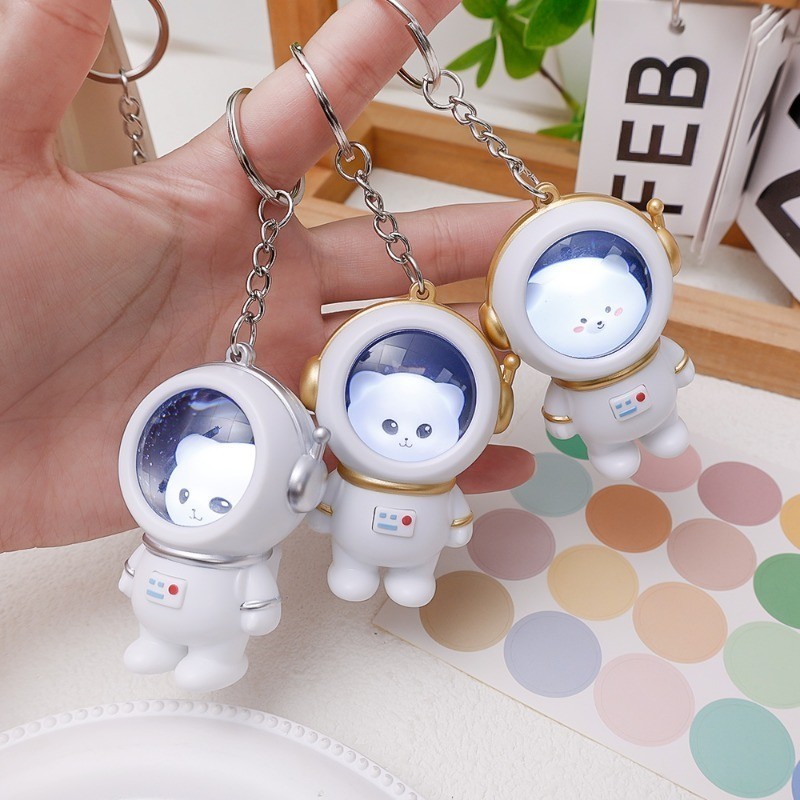 Cute Bear Star Astronaut Luminous Keychain - Couples Creative Night ...