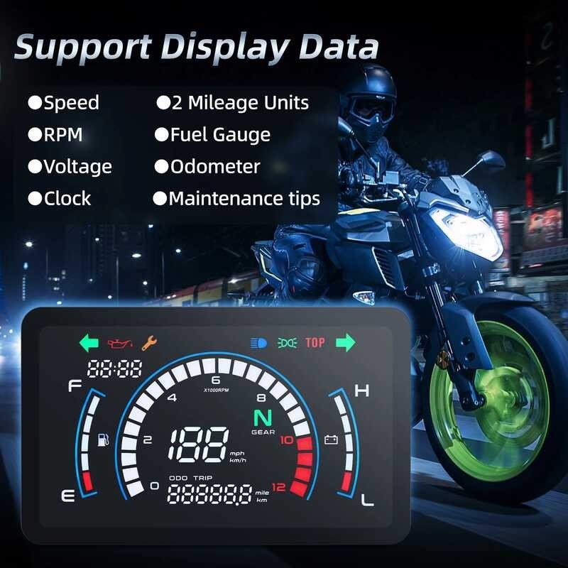 Motorcycle New Speedometer Full Digital Speed Meter Assy Na May Voltage ...