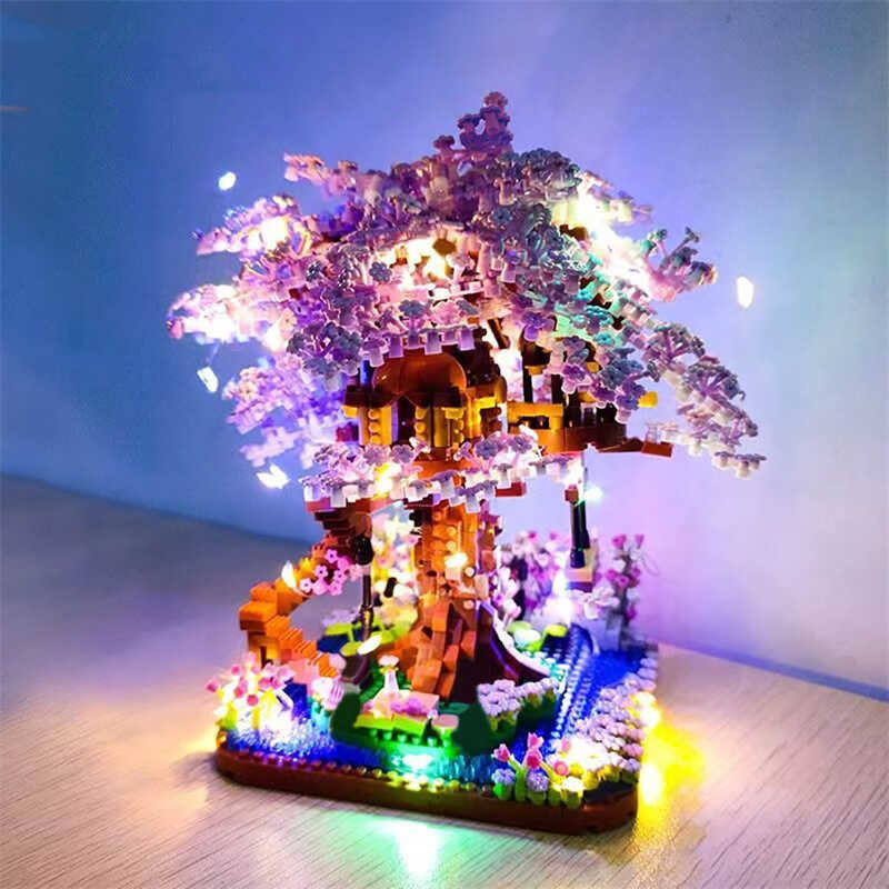 Mini Sakura Tree With Lights Model Building Bloc City Street Tingnan ...