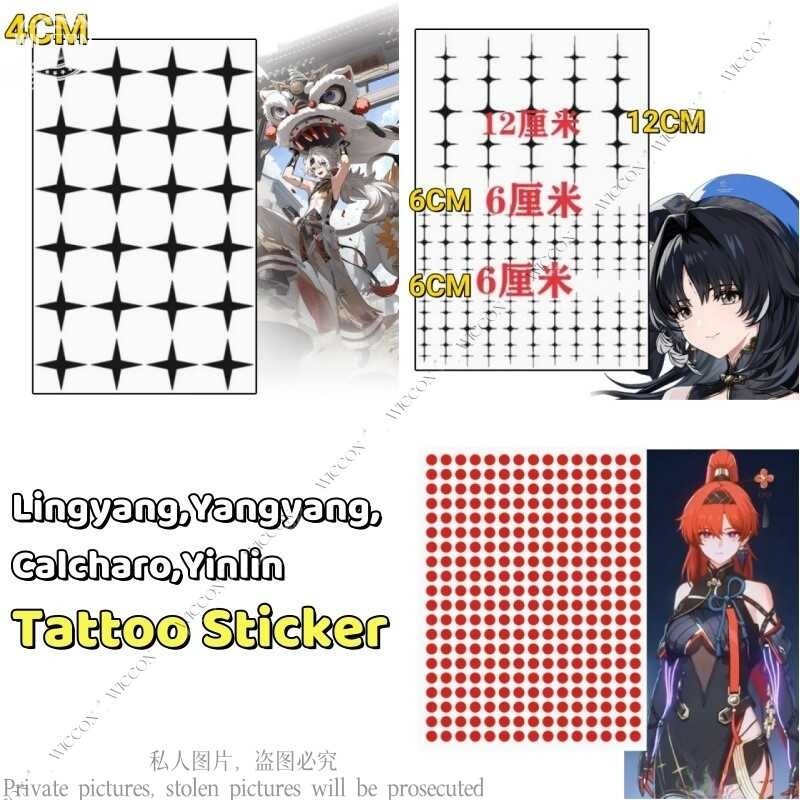 Yangyang Lingyang Calcharo Yinlin Game Wuthering Waves Cosplay Tattoo ...