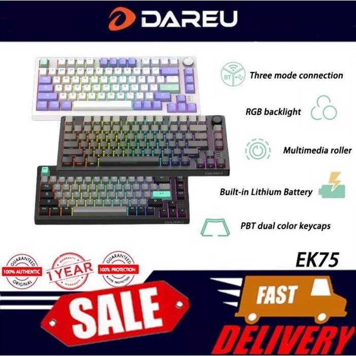 RGB DAREU Ek75 Tatlong Mode Wireless Mechanical Keyboard, 75% Layout ...