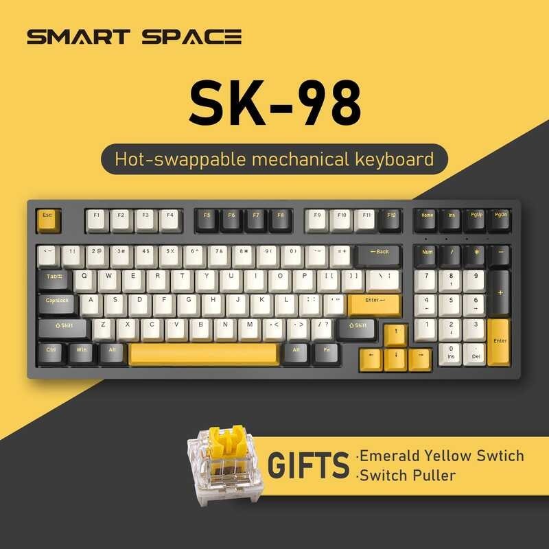 Smart Space SK-98 97 Keys Mechanical Keyboard Hot Swap Sa Red Switches ...