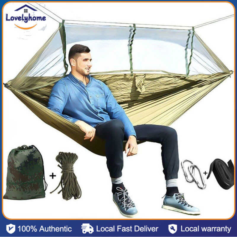 gamit ang Mosquito Net Camping Duyan Para mga Adult Hammock Canvas sa ...