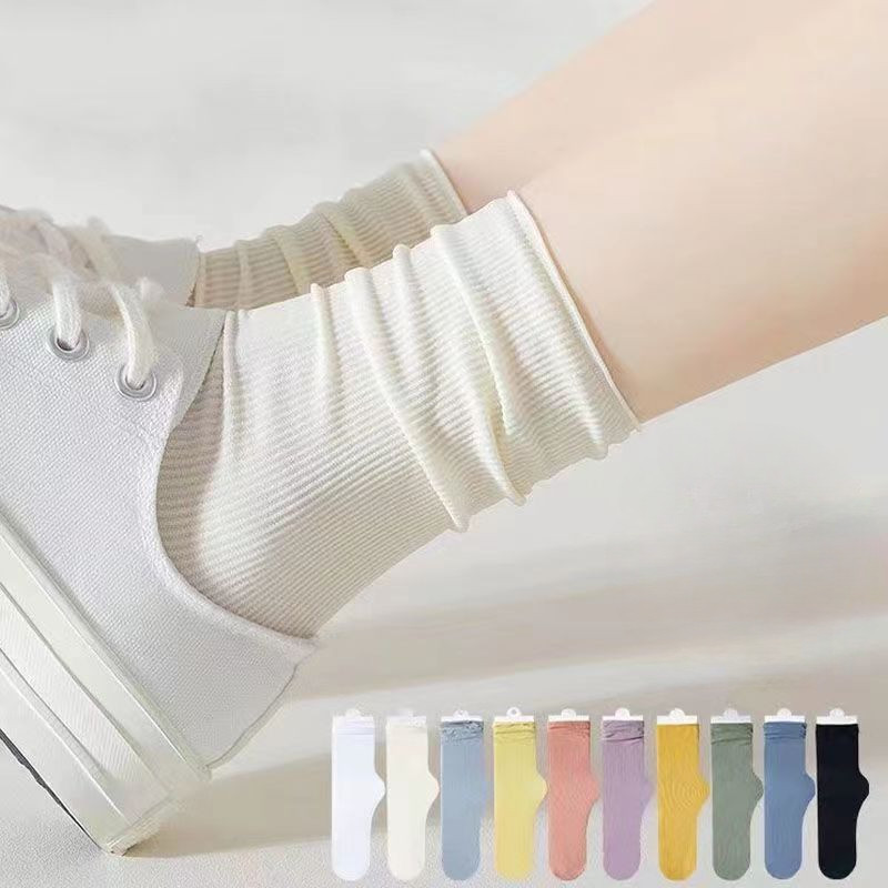 Women Ice Thin Loose Socks Summer Fashion Solid Color Sock Breathable ...