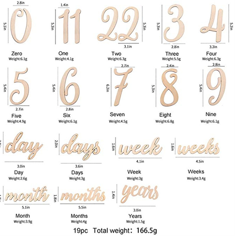 Wooden Baby Monthly Milestone Card for Newborn Photography Engraved Age ...
