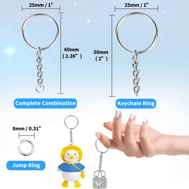 Split Metal Blank Keychain - Women Men Keyrings with Open Jump Ring ...