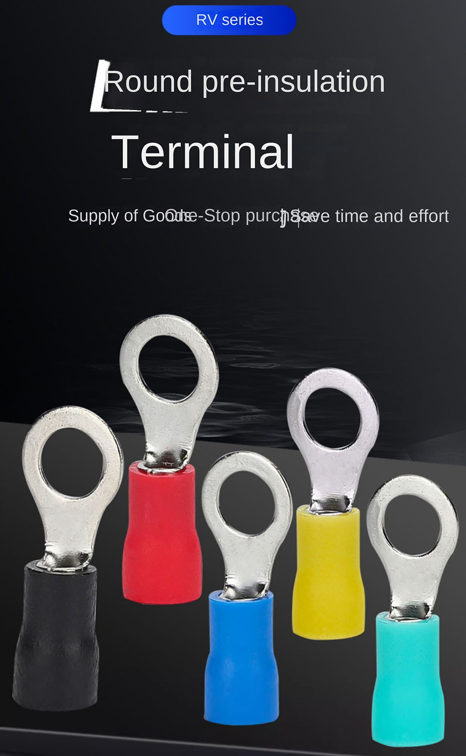 100Pcs Round Insulated Crimp Terminals RV1.25/2/3.5-4/6 Ring electrical ...