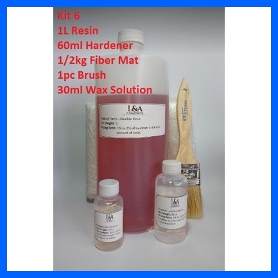 ∈ ۩ Fiberglass 1L DIY Fiber Set (I) -Kit 1 - Kit 12 (1L Resin, 60ml MEKP, 1/2kg CSM/WRC to ...