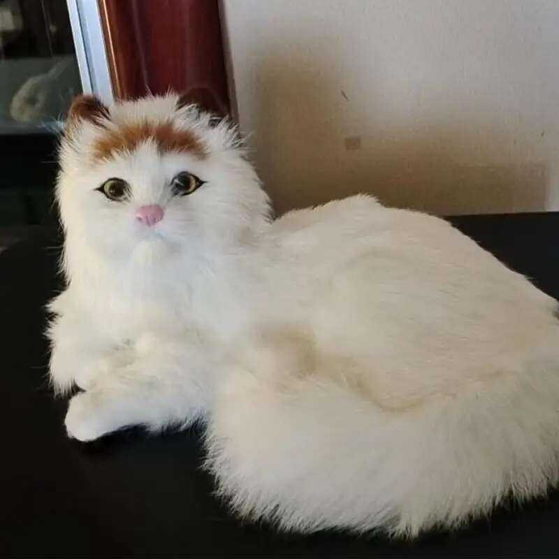 Xj Cute Simulation Plush Soft Stuffed Kitten Model False Cat Realist ...