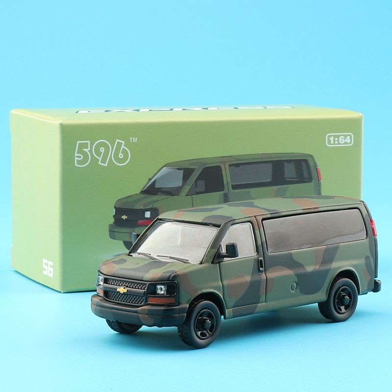 596 Model1:64Chevrolet VAN Van Army Green Camouflage Simulation Alloy ...