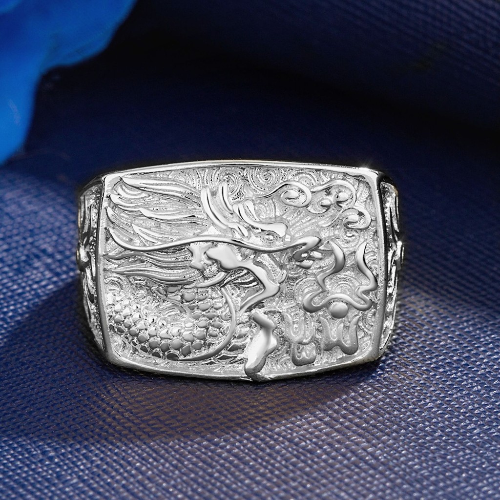 S925 sterling silver domineering dragon adjustable ring, three ...
