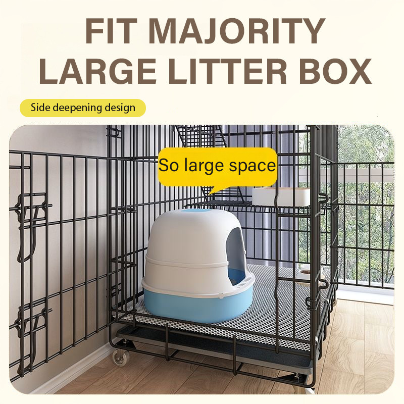 Cat Cage 4 Layer Heavy Duty Pet Cage Foldable with Wheels Easy Assemble ...