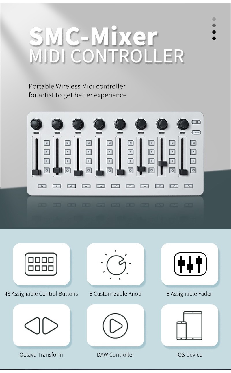 M-VAVE SMC-Mixer Wireless MIDI Controller Mixing Console 8 Encoder ...