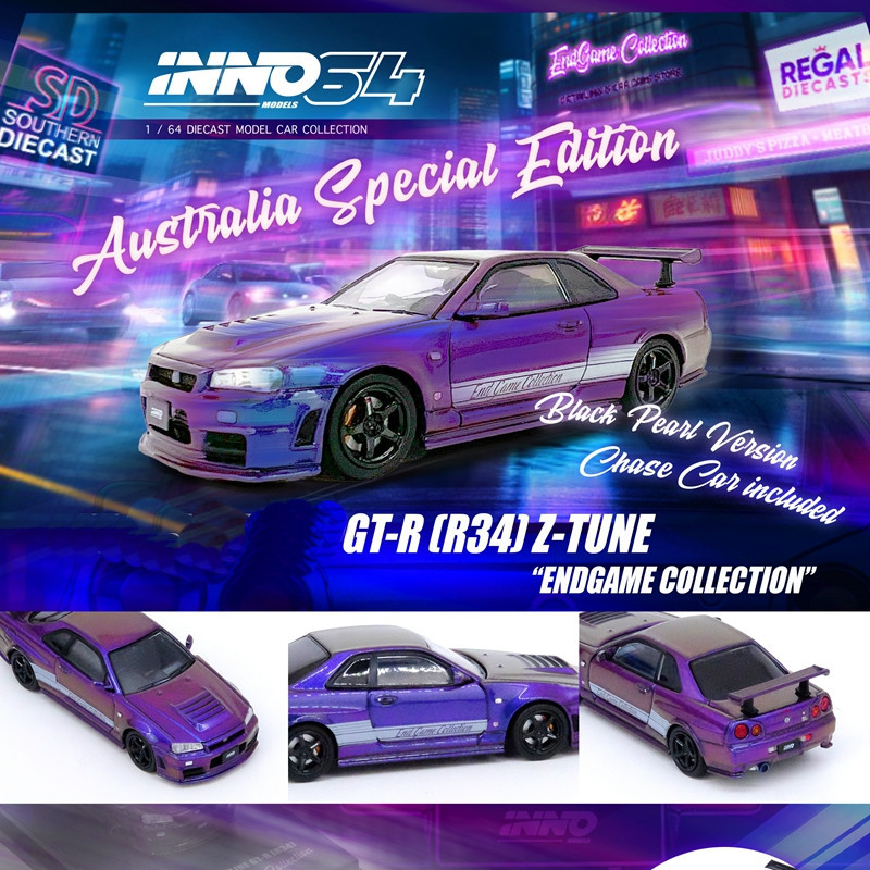 INNO 1:64 SKYLINE GTR R34 Z Tune Australian Customized Alloy Car Model ...