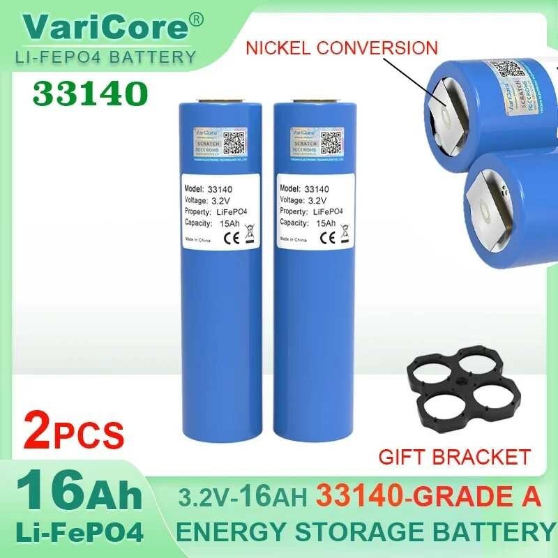 2pcs 3.2v 33140 15Ah LiFePO4 Lithium Iron Phosphate Battery diy 4s 12v ...