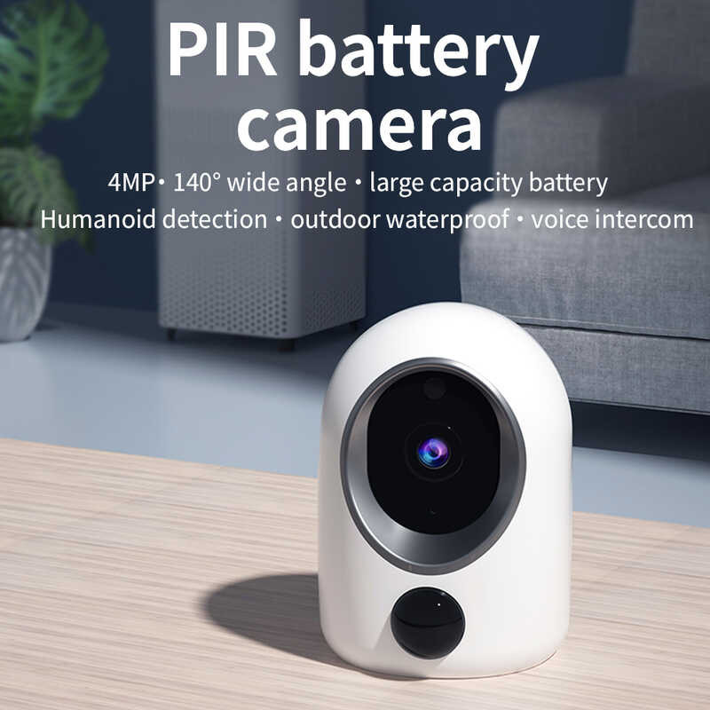 Home safety monitoring camera, 4MP battery PIR sensor, WiFi, IP, wide ...
