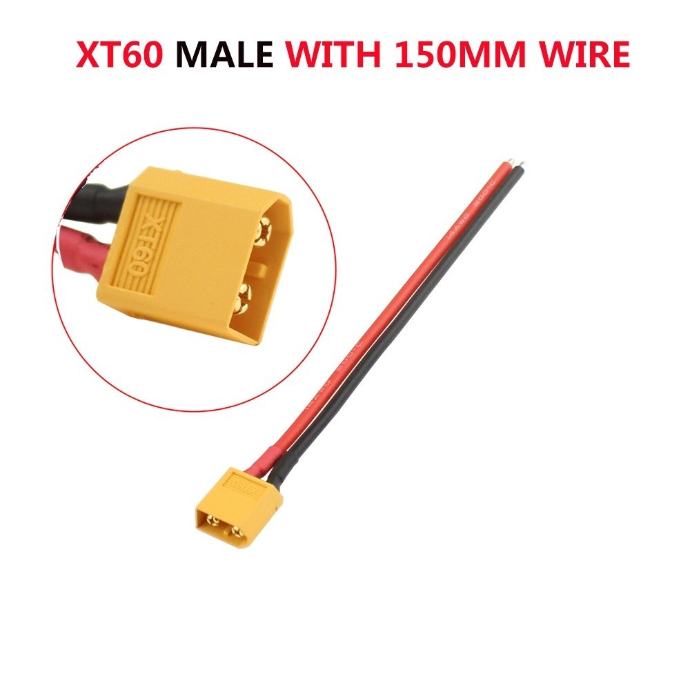 AMASS XT60 Male Female Connector Plug Pigtails with 150mm 14AWG Silicone Wire RC Battery Cable ...